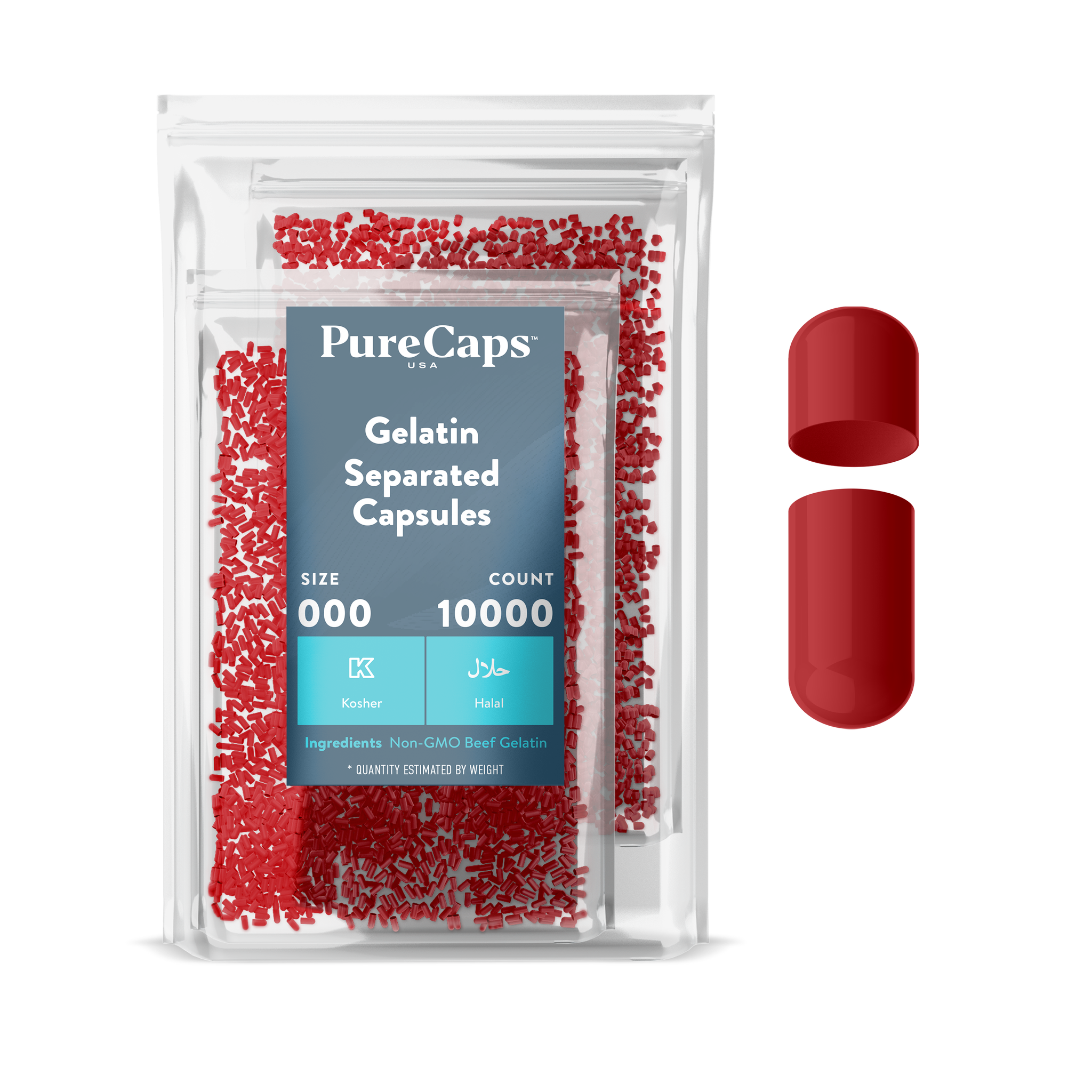 Size 000 Separated Solid Gelatin Capsules – PureCaps USA | A Capsule ...