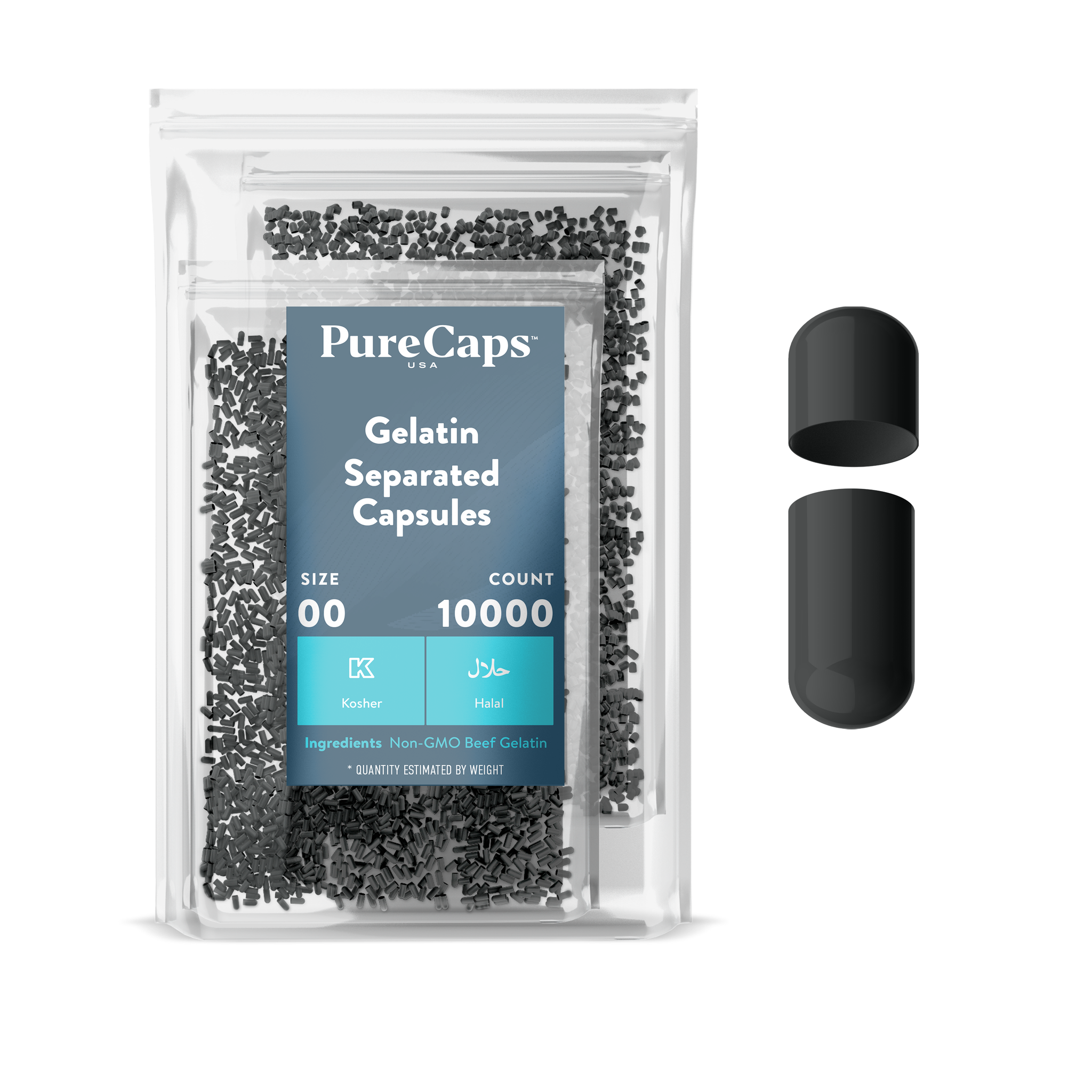Size 00 Separated Solid Gelatin Capsules – PureCaps USA | A Capsule ...
