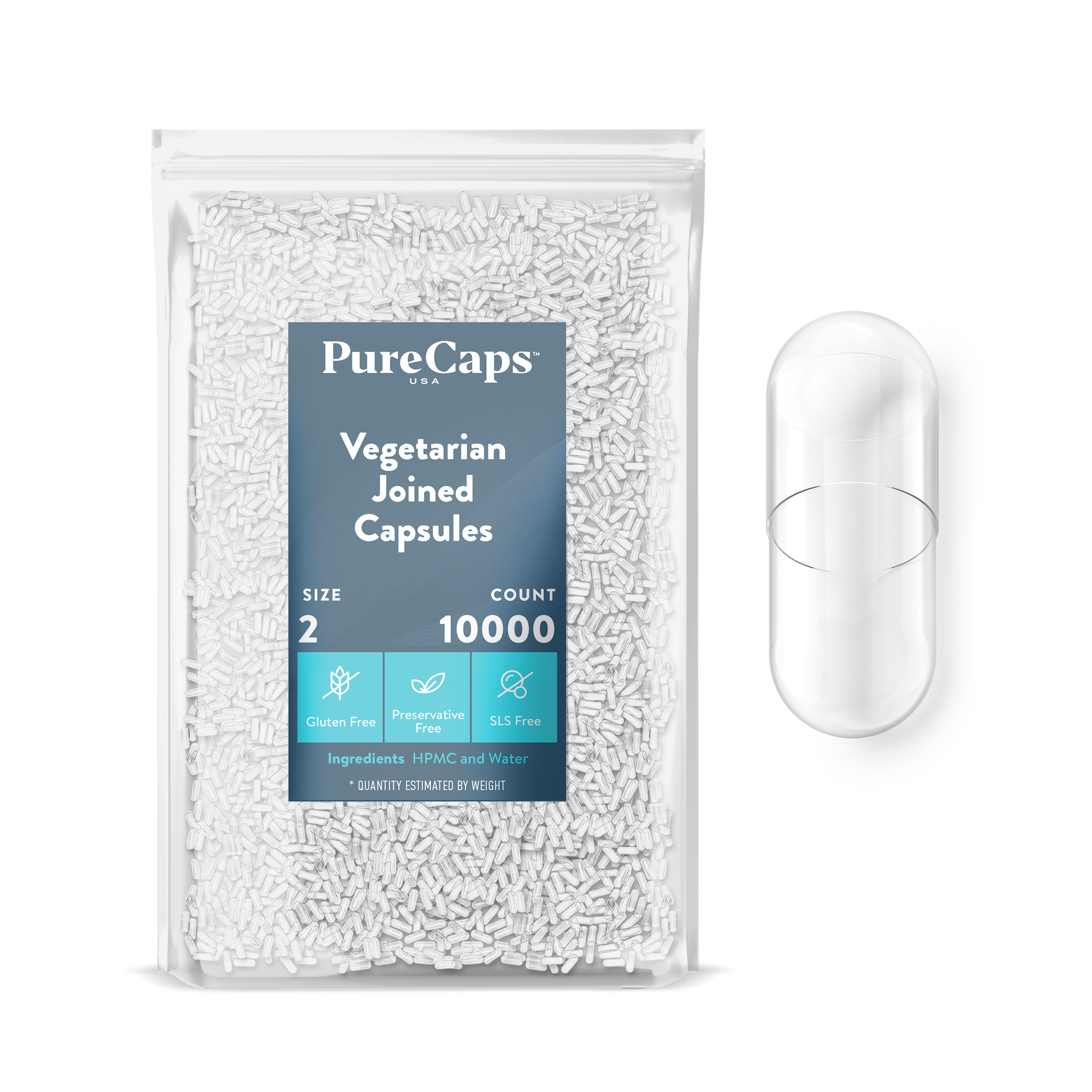 Size 2 Joined Clear Vegetarian Capsules (Carton) – PureCaps USA | A ...
