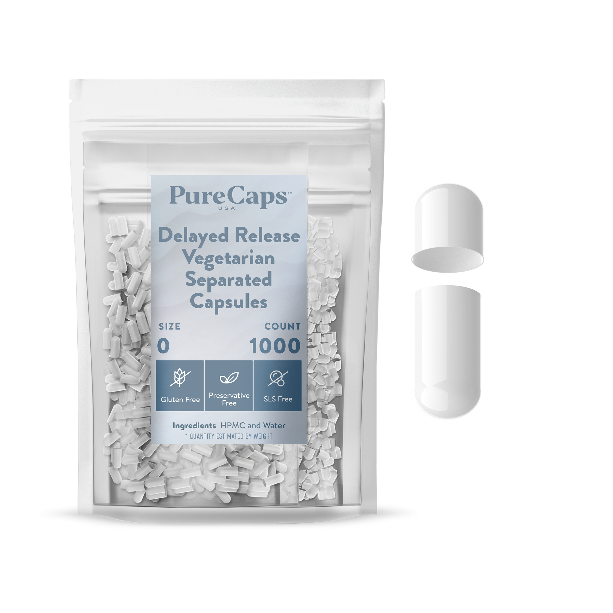 Size 0 Separated Solid Delayed Release Vegetarian Capsules – PureCaps ...