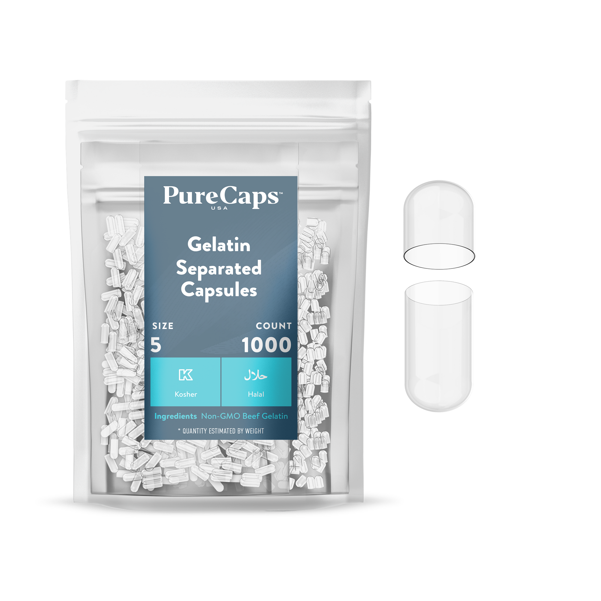 Size 5 Separated Clear Gelatin Capsules – PureCaps USA | A Capsule ...