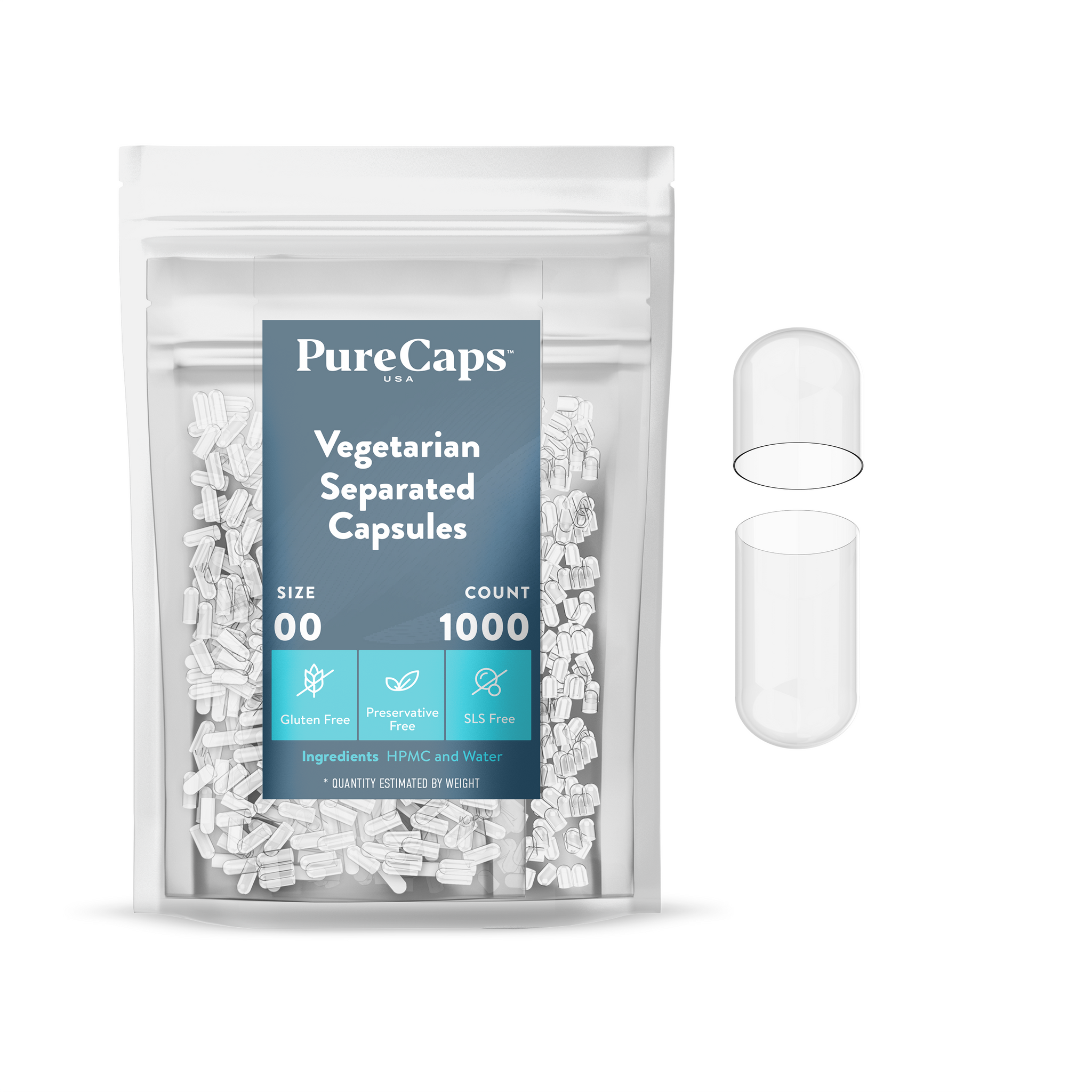 Size 00 Separated Clear Vegetarian Capsules – PureCaps USA | A Capsule ...