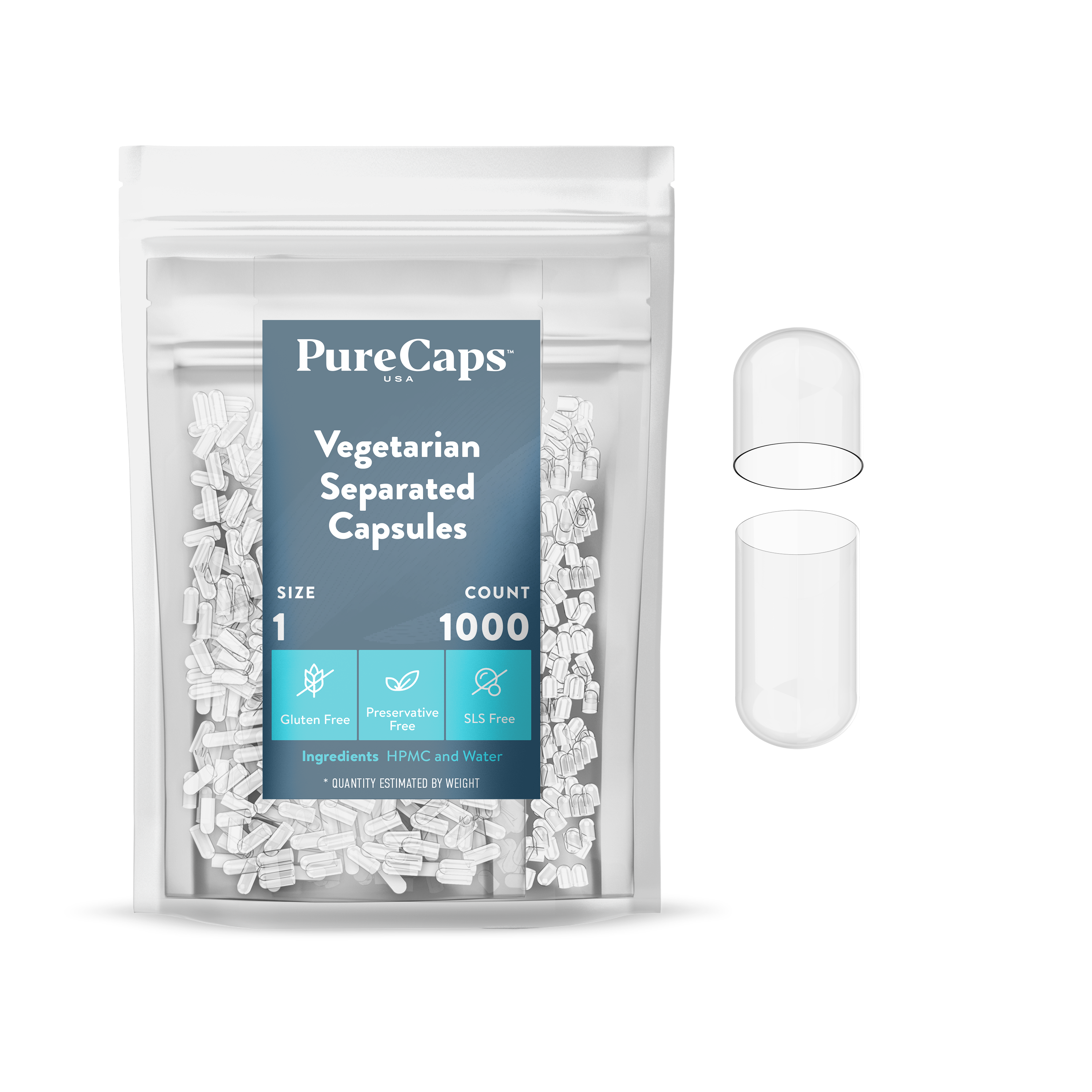 Size 1 Separated Clear Vegetarian Capsules (Carton) – PureCaps USA | A ...