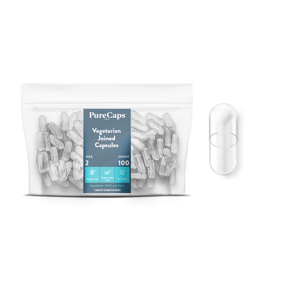 Size 2 Joined Clear Vegetarian Capsules (Carton) – PureCaps USA | A ...
