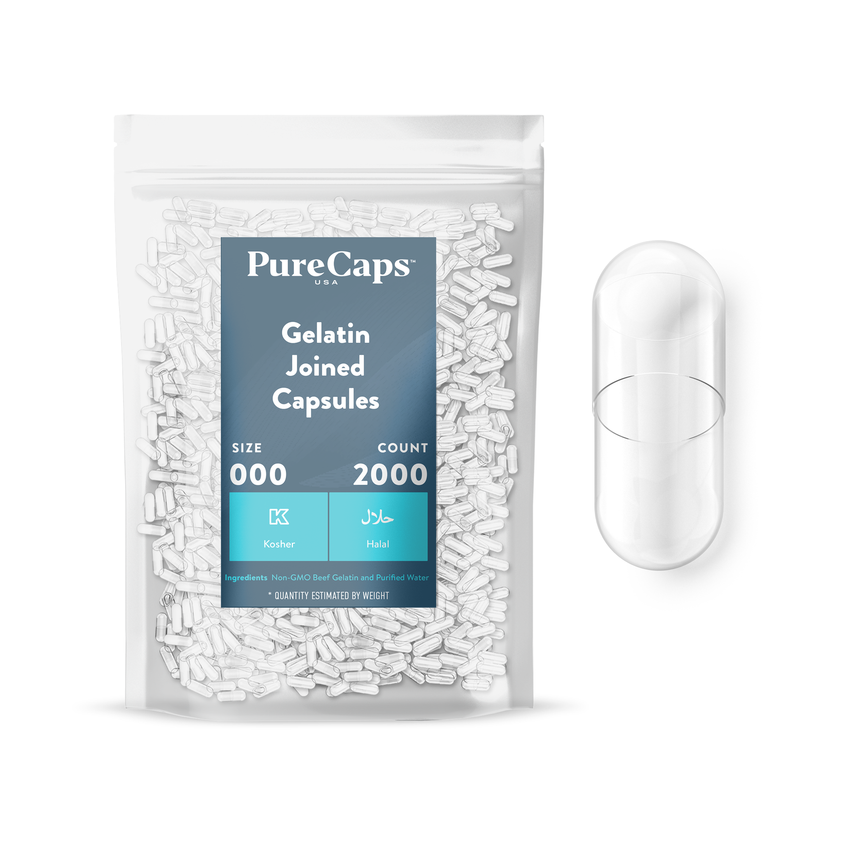 Size 000 Joined Clear Gelatin Capsules – PureCaps USA | A Capsule ...