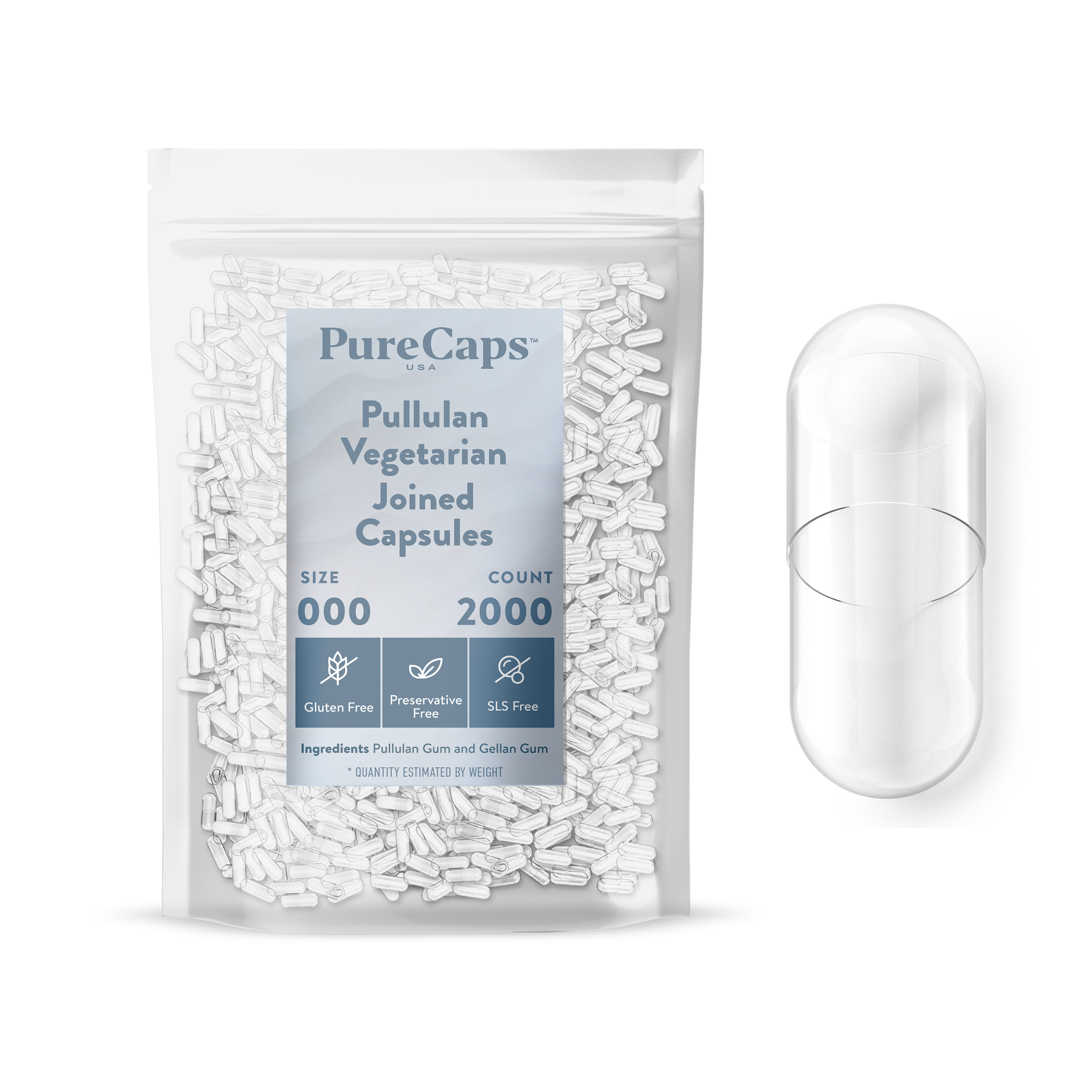 Size 000 Joined Clear Pullulan Capsules (Carton) – PureCaps USA | A ...