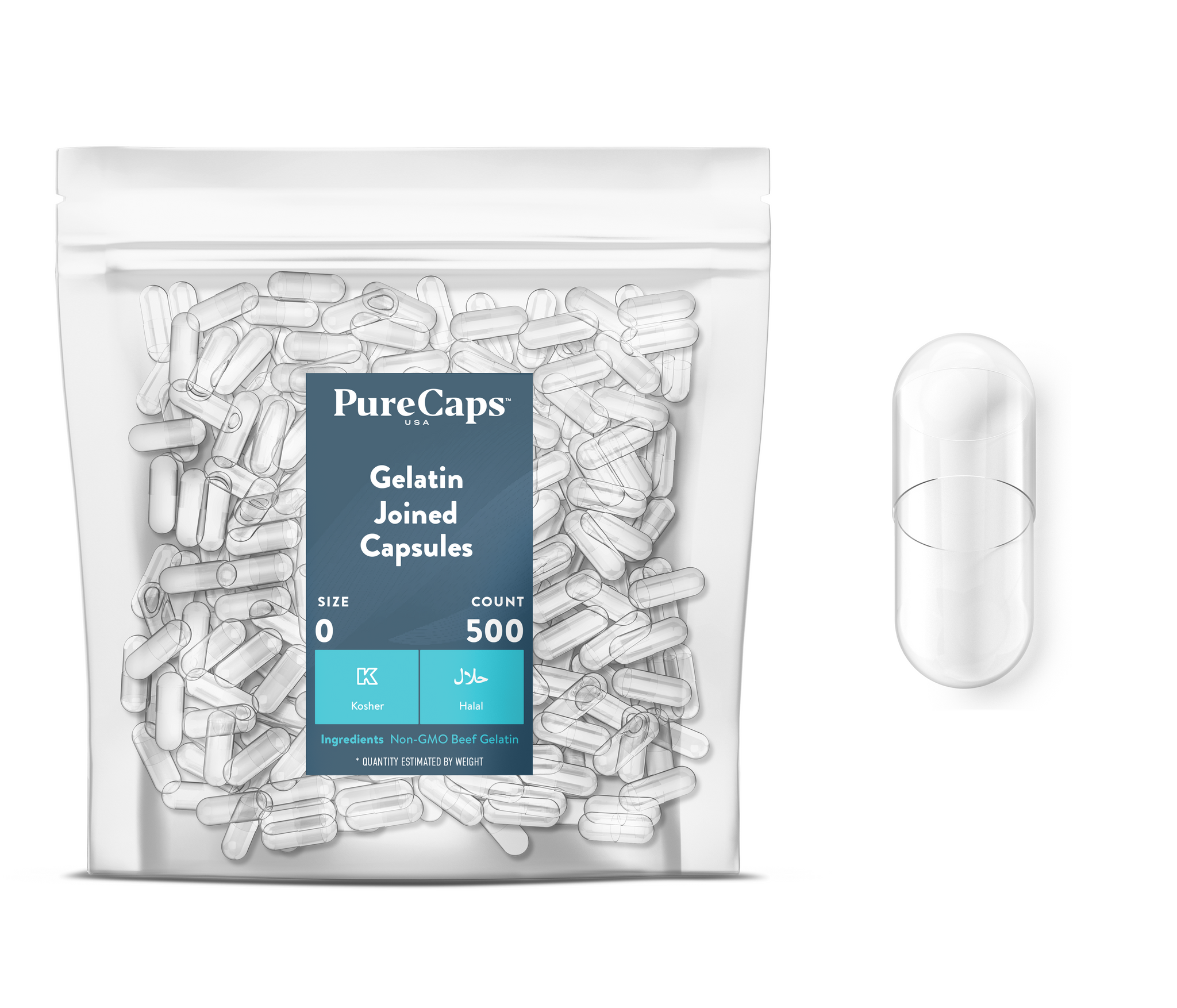 Size 0 Joined Clear Gelatin Capsules – PureCaps USA | A Capsule ...