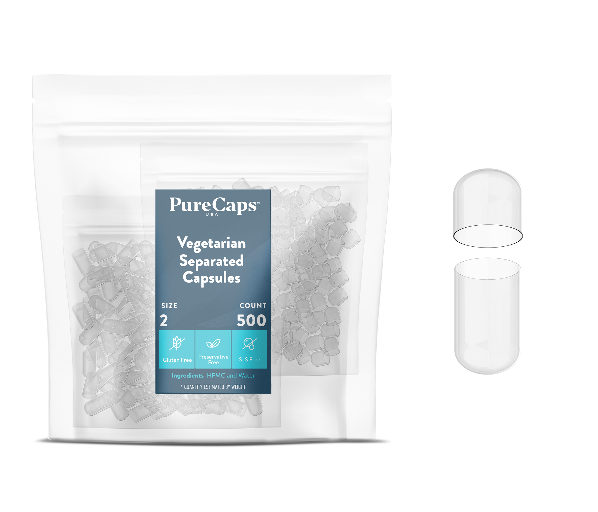 Size 2 Separated Clear Vegetarian Capsules – PureCaps USA | A Capsule ...